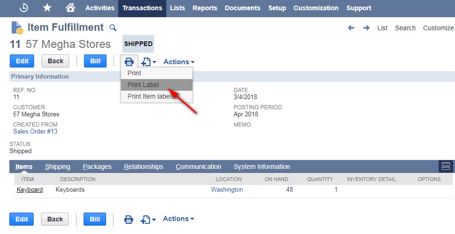Bar Codes and Item Labels in NetSuite.