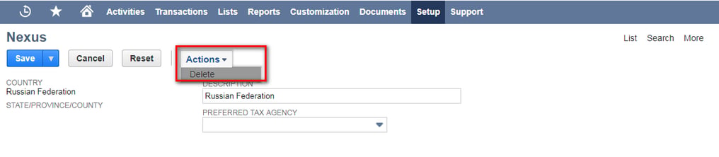 How to Add or Remove Nexuses from a Subsidiary