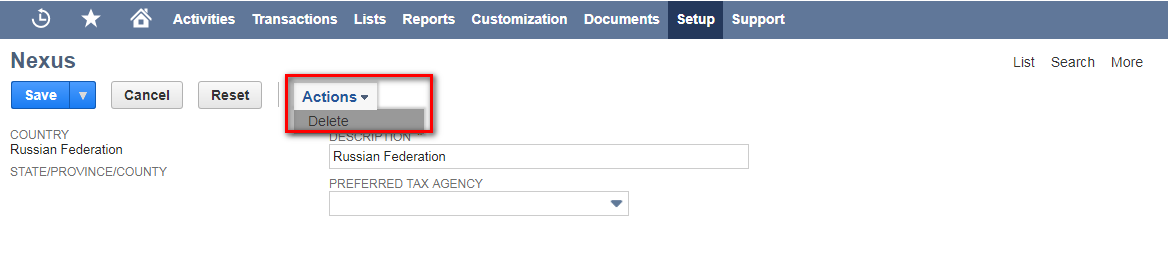 How to Add or Remove Nexuses from a Subsidiary