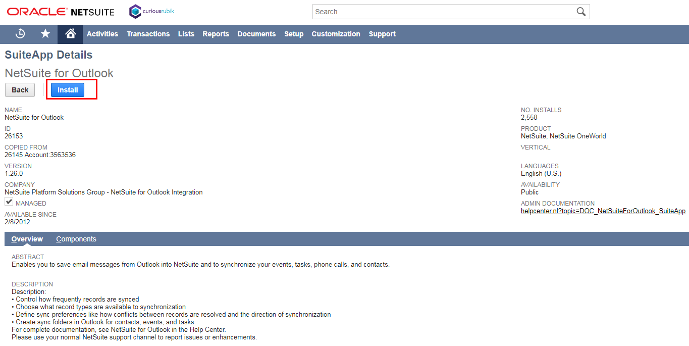 Configuring NetSuite for Outlook