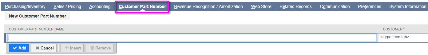 How to use Customer Part Number in NetSuite.