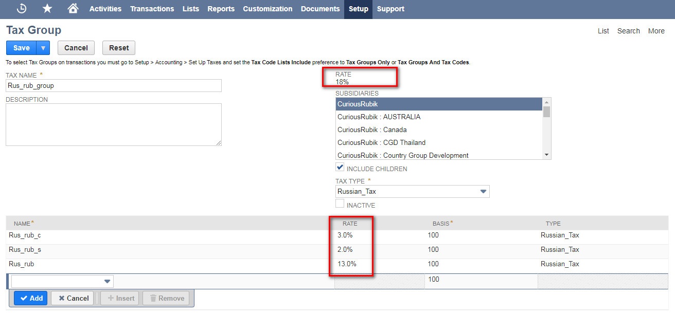 Setting Up Tax Groups in NetSuite